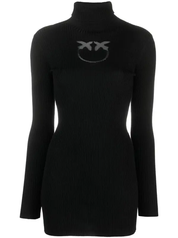 Pinko Intarsia-knit Logo Roll-neck Jumper