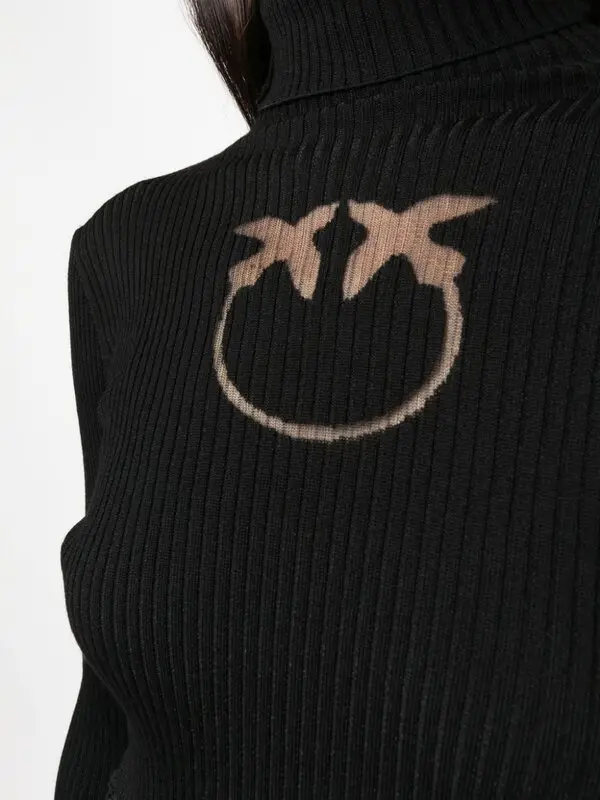 Pinko Intarsia-knit Logo Roll-neck Jumper