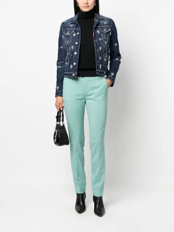 Dsquared2 Crystal-embellished Cropped Denim Jacket