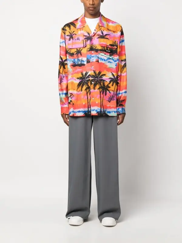 Palm Angels Psychedelic Palms-print Shirt - Orange