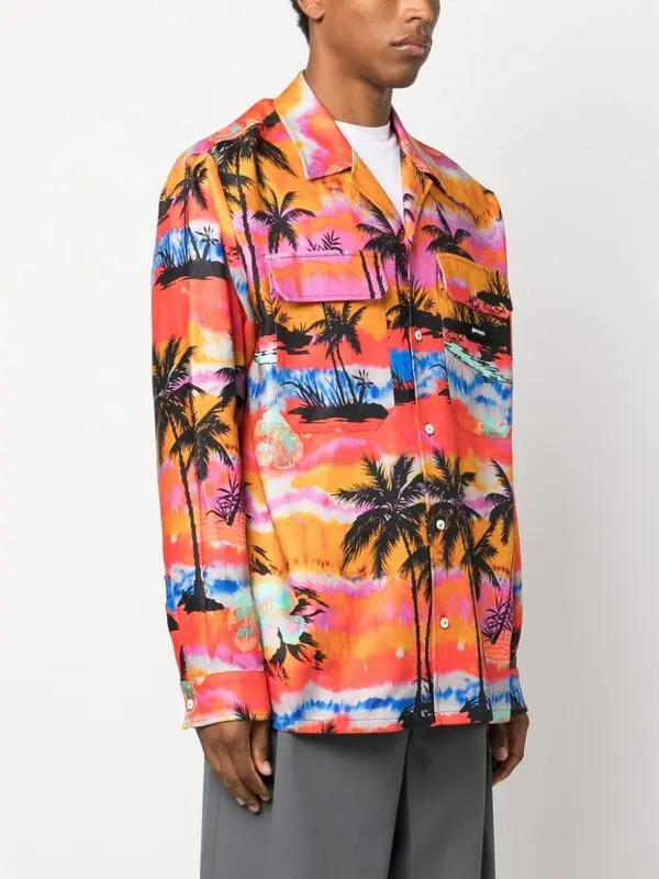 Palm Angels Psychedelic Palms-print Shirt - Orange