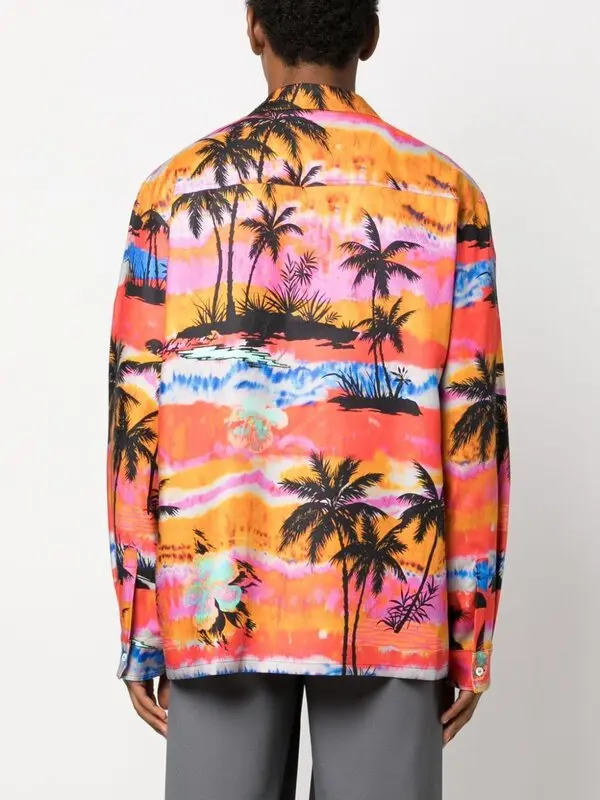 Palm Angels Psychedelic Palms-print Shirt - Orange