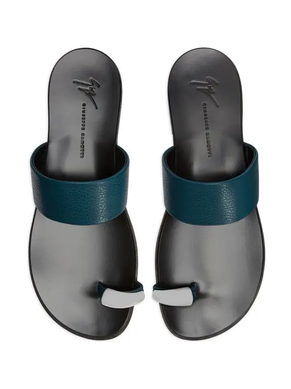 GIUSEPPE ZANOTTI Norbert Leather Toe-loop Sandals - Blue