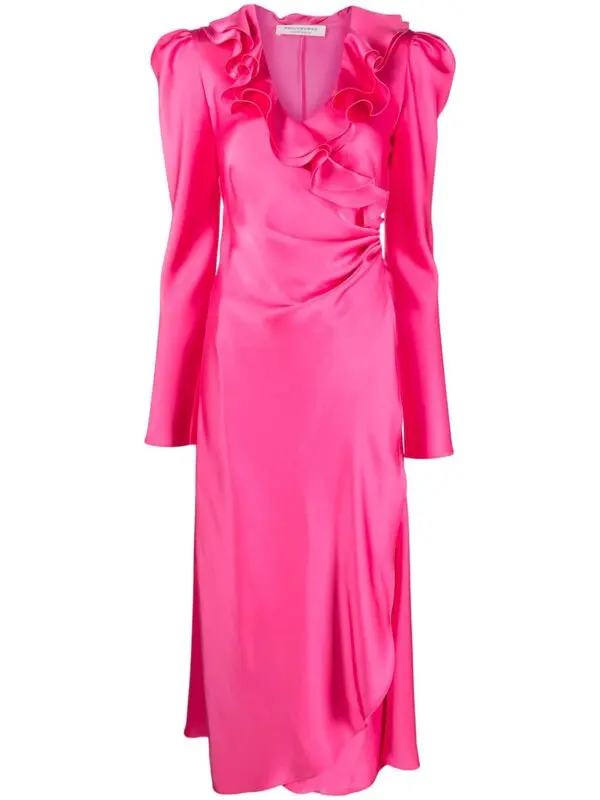 Philosophy Di Lorenzo Serafini Ruffled Detail Wrap Midi Dress - Pink