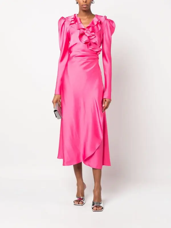Philosophy Di Lorenzo Serafini Ruffled Detail Wrap Midi Dress - Pink