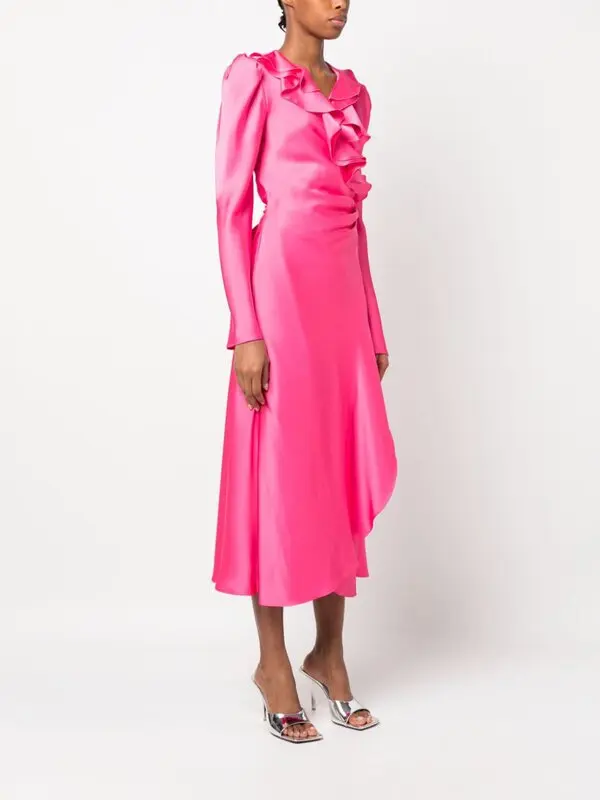 Philosophy Di Lorenzo Serafini Ruffled Detail Wrap Midi Dress - Pink