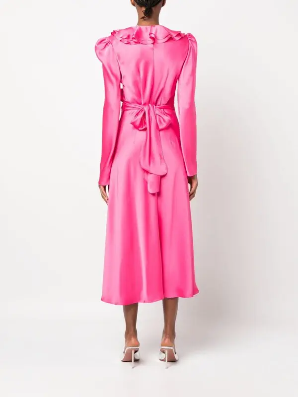 Philosophy Di Lorenzo Serafini Ruffled Detail Wrap Midi Dress - Pink