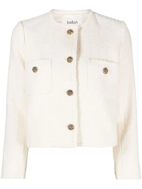 Ba&sh Cropped Tweed Jacket - Neutrals