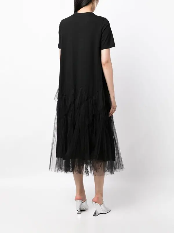 JNBY Tulle-panel Cotton Midi Dress