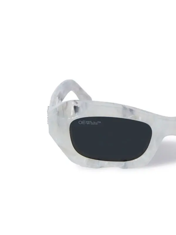 Off-White Venezia Marbled Rectangle Sunglasses - Neutrals  display picture 3