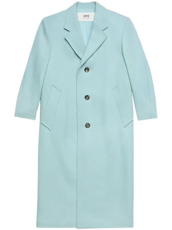 Ami Single-breasted Coat - Blue