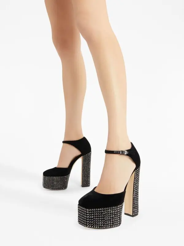 GIUSEPPE ZANOTTI 150mm Bebe Strass Pumps - Black