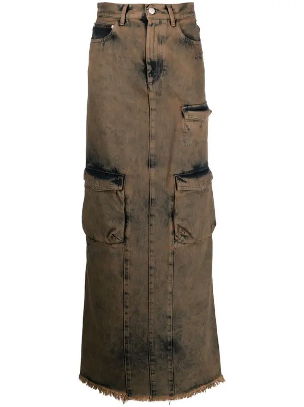 Gcds Maxi Denim Cargo Skirt