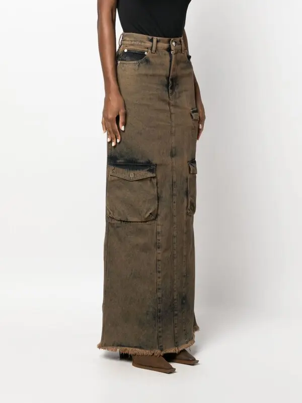 Gcds Maxi Denim Cargo Skirt