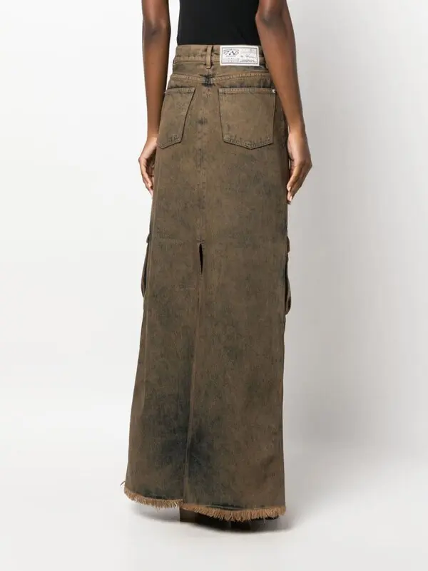 Gcds Maxi Denim Cargo Skirt