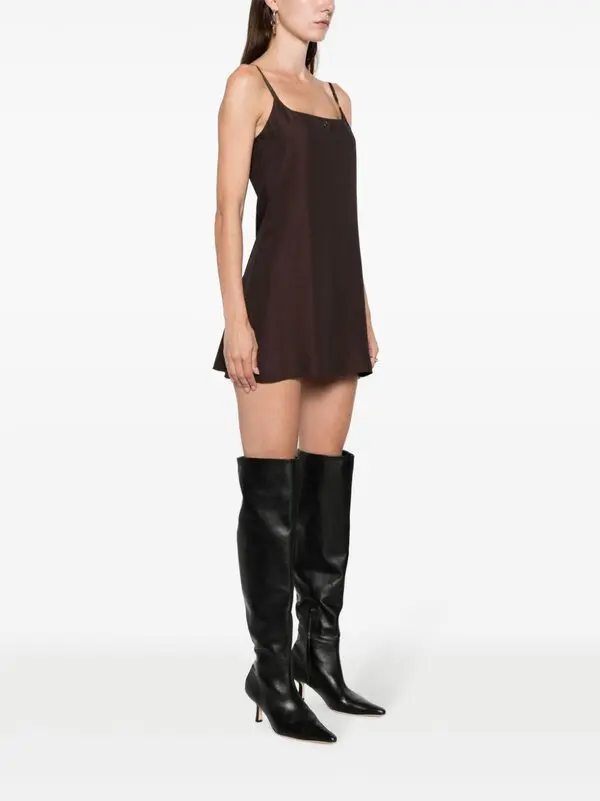 COURREGES Logo-embroidered Slip Minidress - Brown