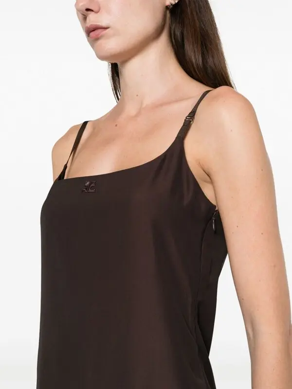 COURREGES Logo-embroidered Slip Minidress - Brown