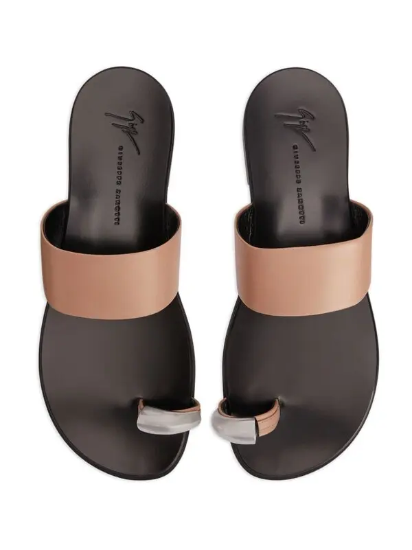 GIUSEPPE ZANOTTI Norbert Leather Toe-loop Sandals - Black