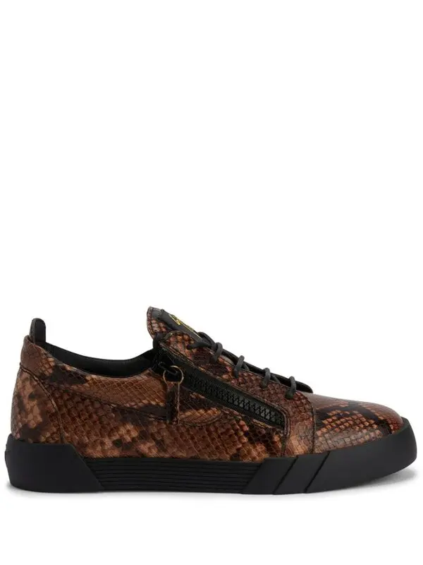 GIUSEPPE ZANOTTI Frankie Snakeskin-print Sneakers - Brown