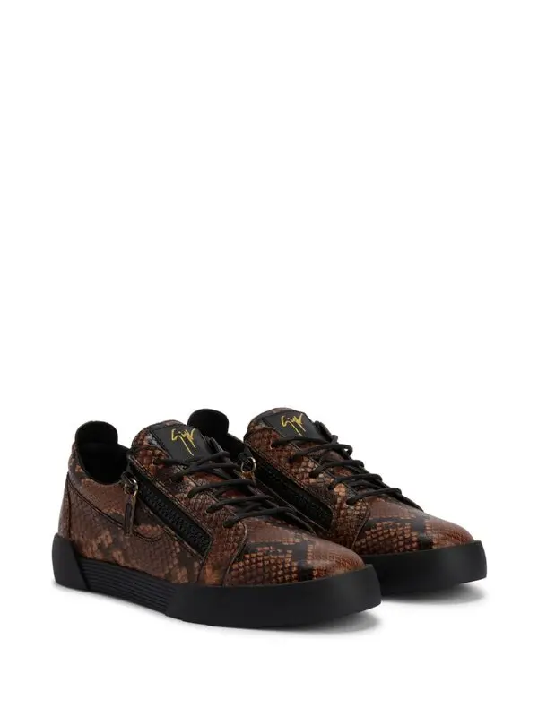 GIUSEPPE ZANOTTI Frankie Snakeskin-print Sneakers - Brown