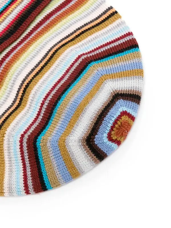 Paul Smith Patterned Virgin Wool Beanie - Red
