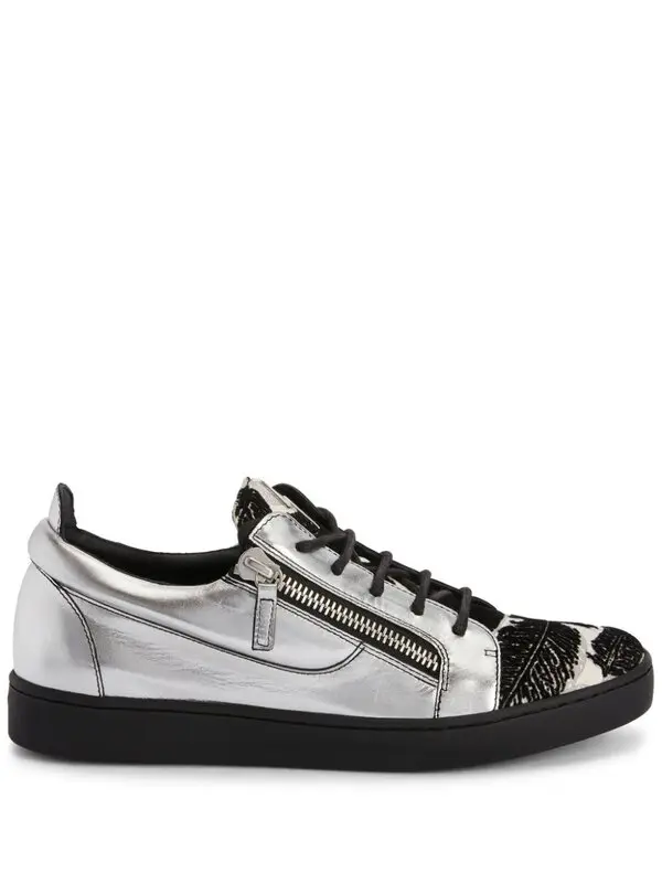 GIUSEPPE ZANOTTI Frankie Double-zip Low-top Sneakers - Silver