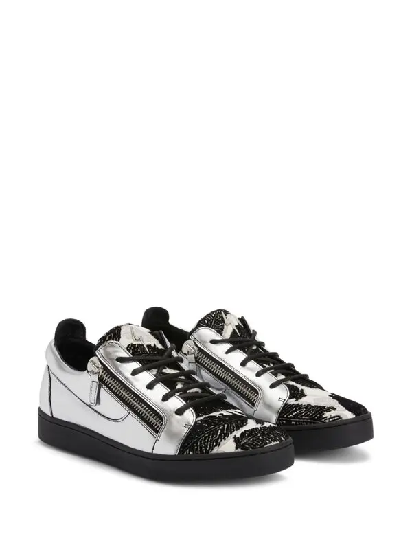 GIUSEPPE ZANOTTI Frankie Double-zip Low-top Sneakers - Silver