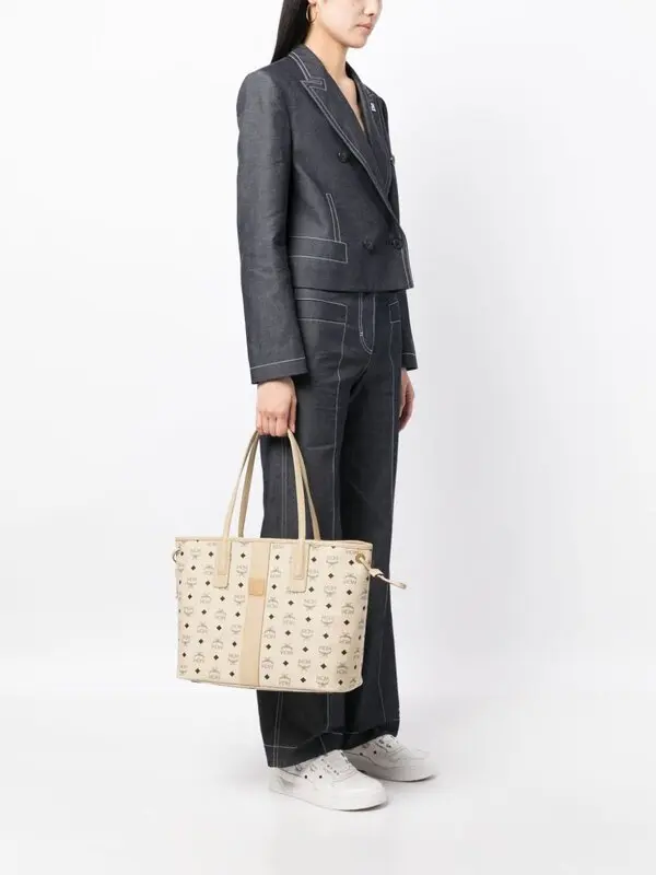 Mcm Medium Liz Monogram Tote Bag - Neutrals