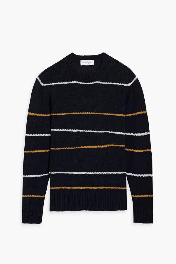 Officine Générale Marco Striped Woolblend Sweater - Navy