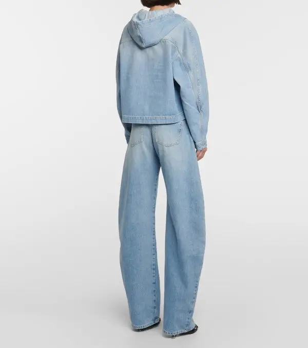 Alaïa Cropped Denim Hooded Jacket