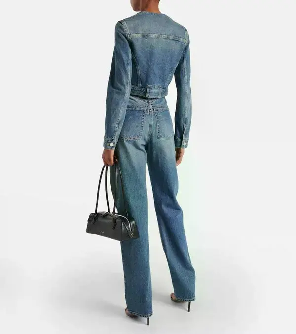 Alaïa Cropped Denim Jacket With Hood