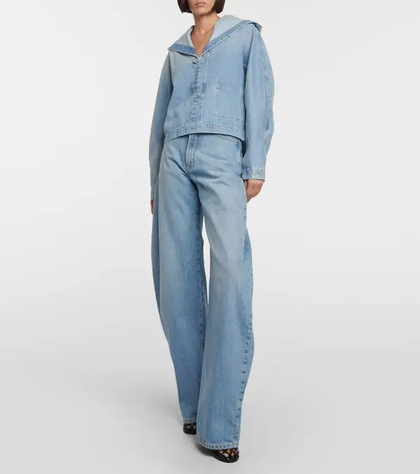 Alaïa Cropped Denim Hooded Jacket