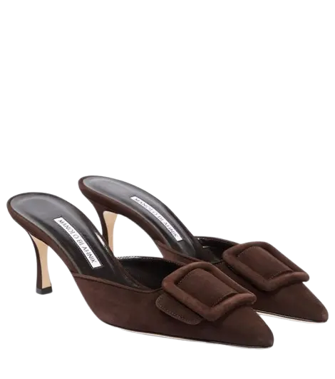 Manolo Blahnik Maysale 70 Suede Mules - Neutrals