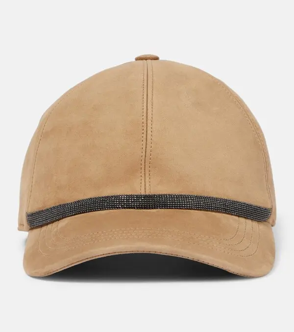 Brunello Cucinelli Monili-embellished Suede Baseball Cap