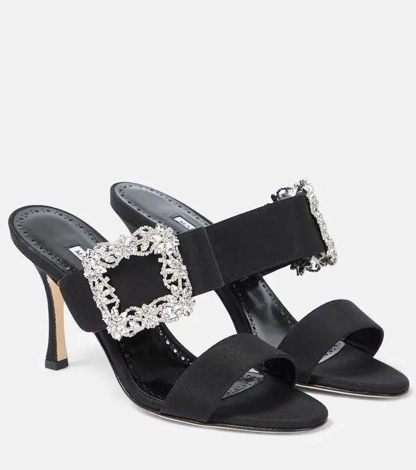 Manolo Blahnik Gable Embellished Sandals - Black