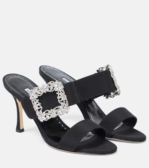 Manolo Blahnik Gable Embellished Sandals - Black