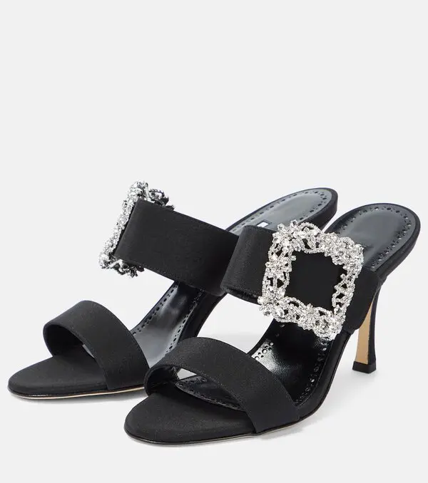 Manolo Blahnik Gable Embellished Sandals - Black
