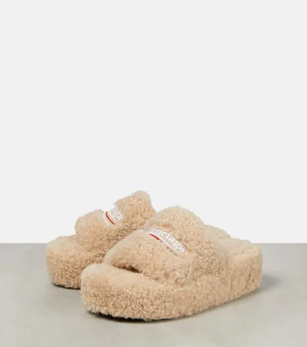 Balenciaga Logo Slides - Beige