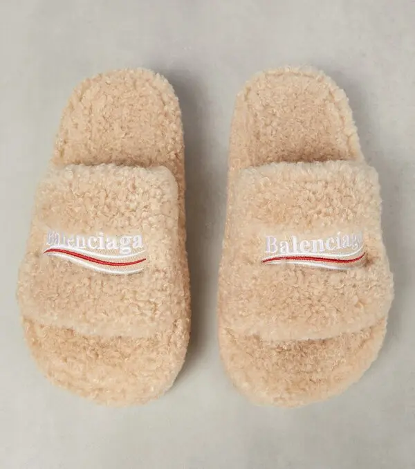 Balenciaga Logo Slides - Beige