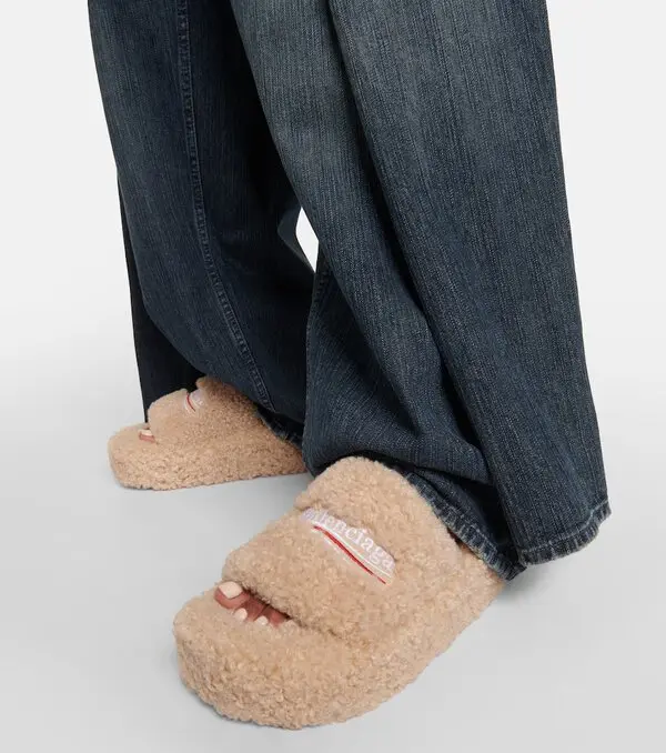 Balenciaga Logo Slides - Beige