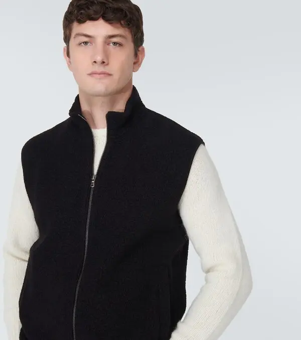 Sunspel Fleece Wool-Blend Vest In Black 30% Off Editorialist