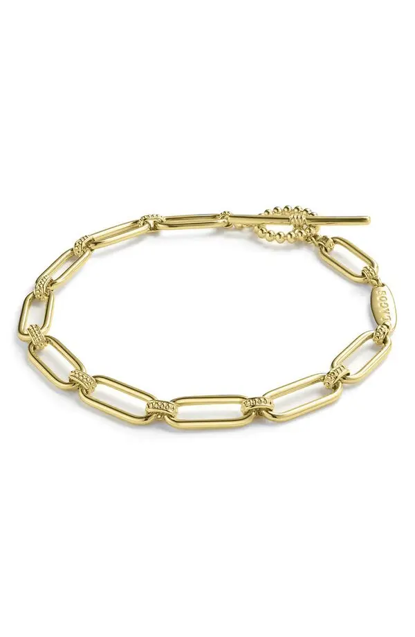 Lagos Signature Caviar Smooth Link Toggle Bracelet