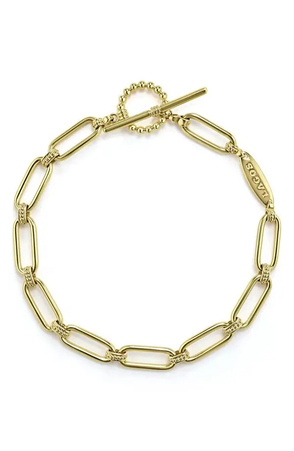 Lagos Signature Caviar Smooth Link Toggle Bracelet