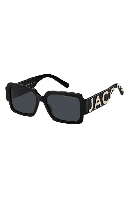 Marc Jacobs 55mm Gradient Rectangle Sunglasses - Black Whte/ Gray Ar