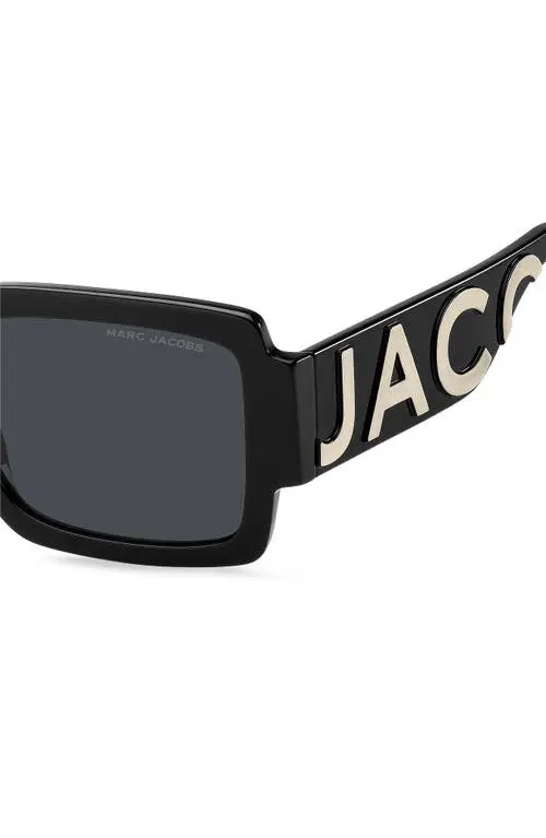 Marc Jacobs 55mm Gradient Rectangle Sunglasses - Black Whte/ Gray Ar