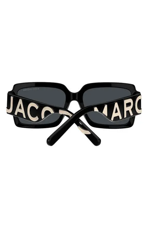Marc Jacobs 55mm Gradient Rectangle Sunglasses - Black Whte/ Gray Ar