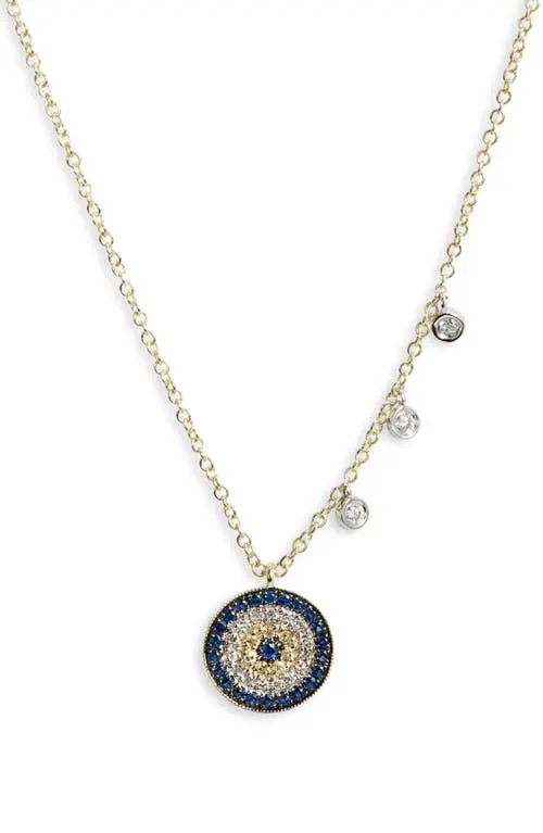 Meira T Diamond And Sapphire Evil Eye Pendant Necklace - Yellow