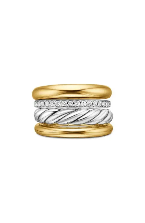 David Yurman Mercer Stack Ring - Sterling Silver/18ky Gold