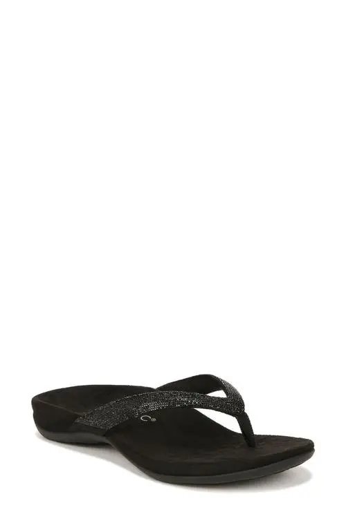 Vionic Dillon Shine Flip Flop - Black