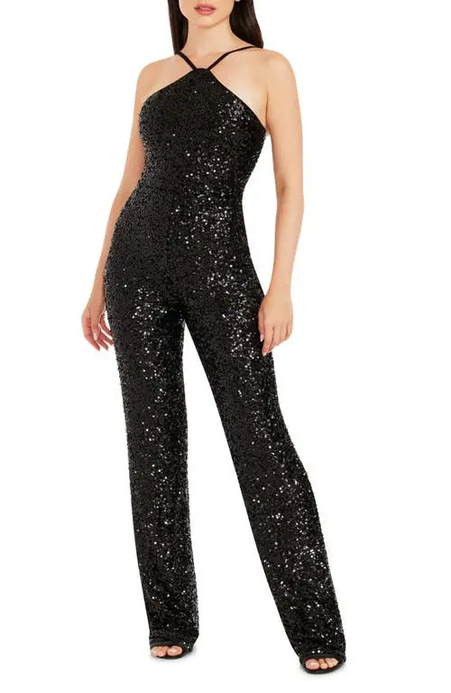 Dress The Population Darian Sequin Jumpsuit - Jet Black